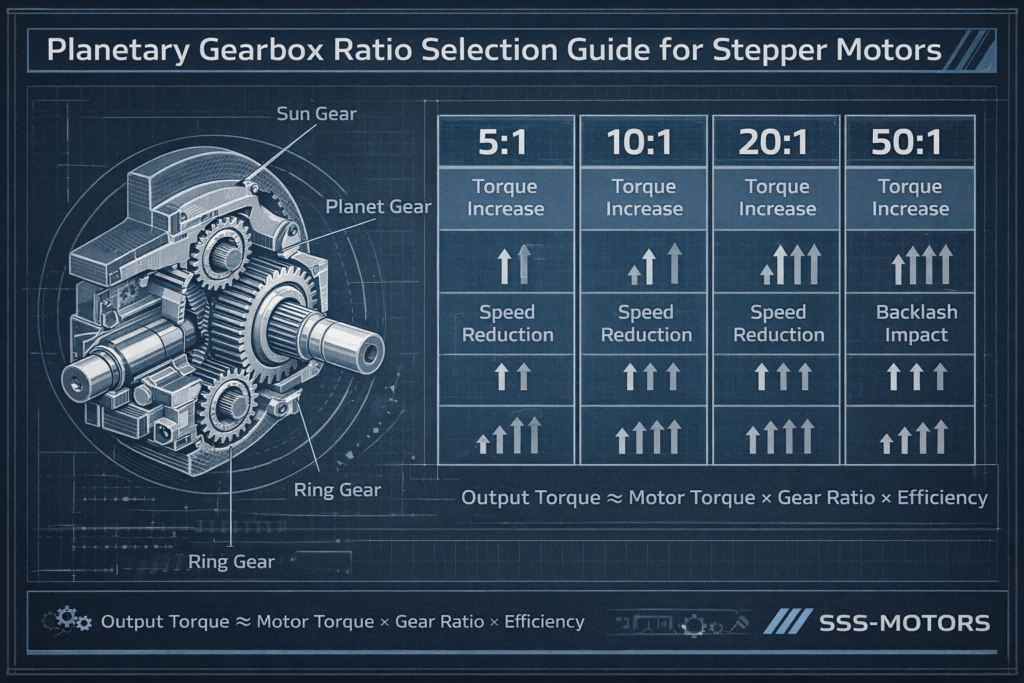 Planetary Gearbox Guide for Stepper Motors | Ratios, Backlash & Selection